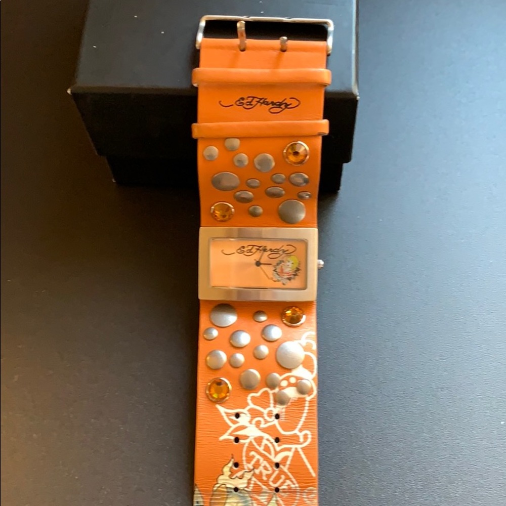 Ed Hardy Woman’s” Love Child “ Orange Watch - Gem